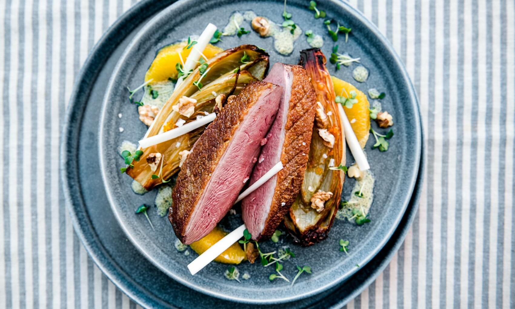 How To Cook Roast Duck Steak with Chicory & Walnut Vinaigrette ...