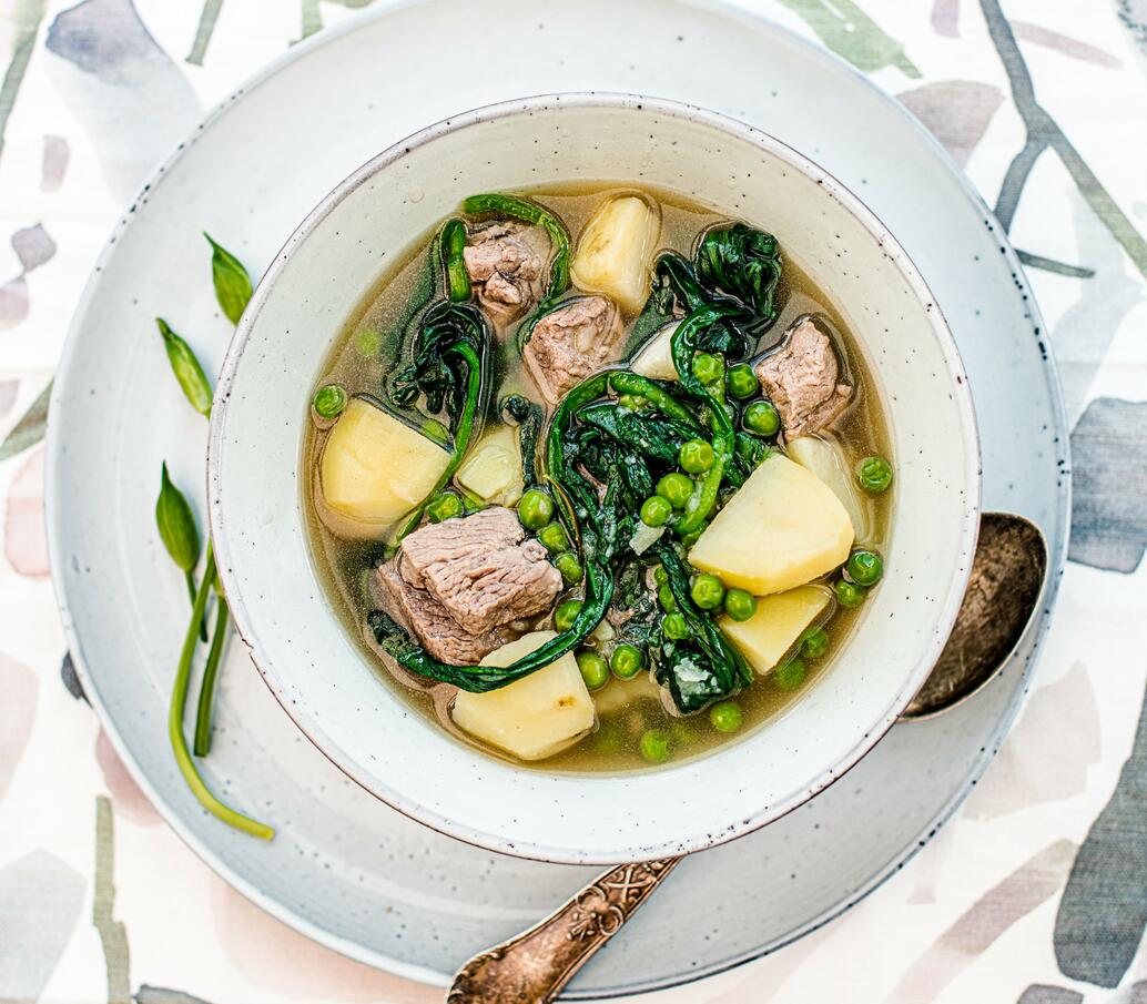 How To Cook Lamb Spring Broth, Garlic, New Season Potatoes & Garden ...