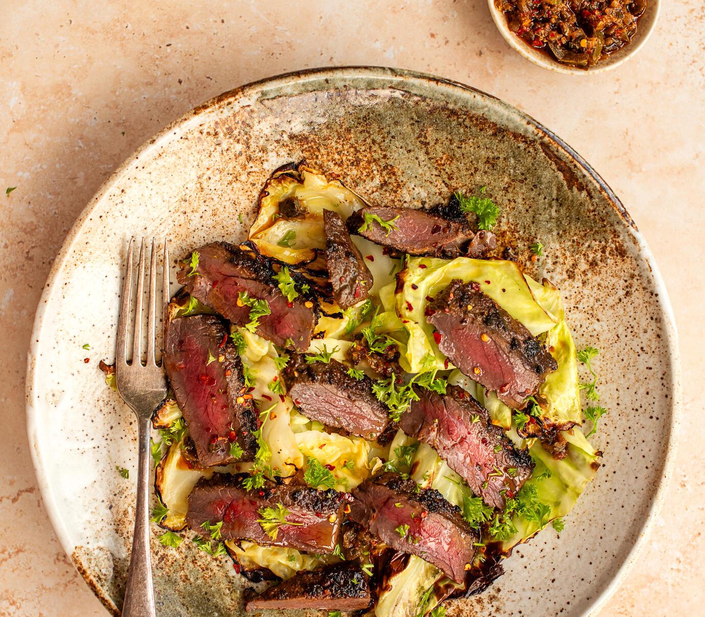Spiced Venison With Pear Chutney And Sweet Spicy Parsnip Chips Recipe ...