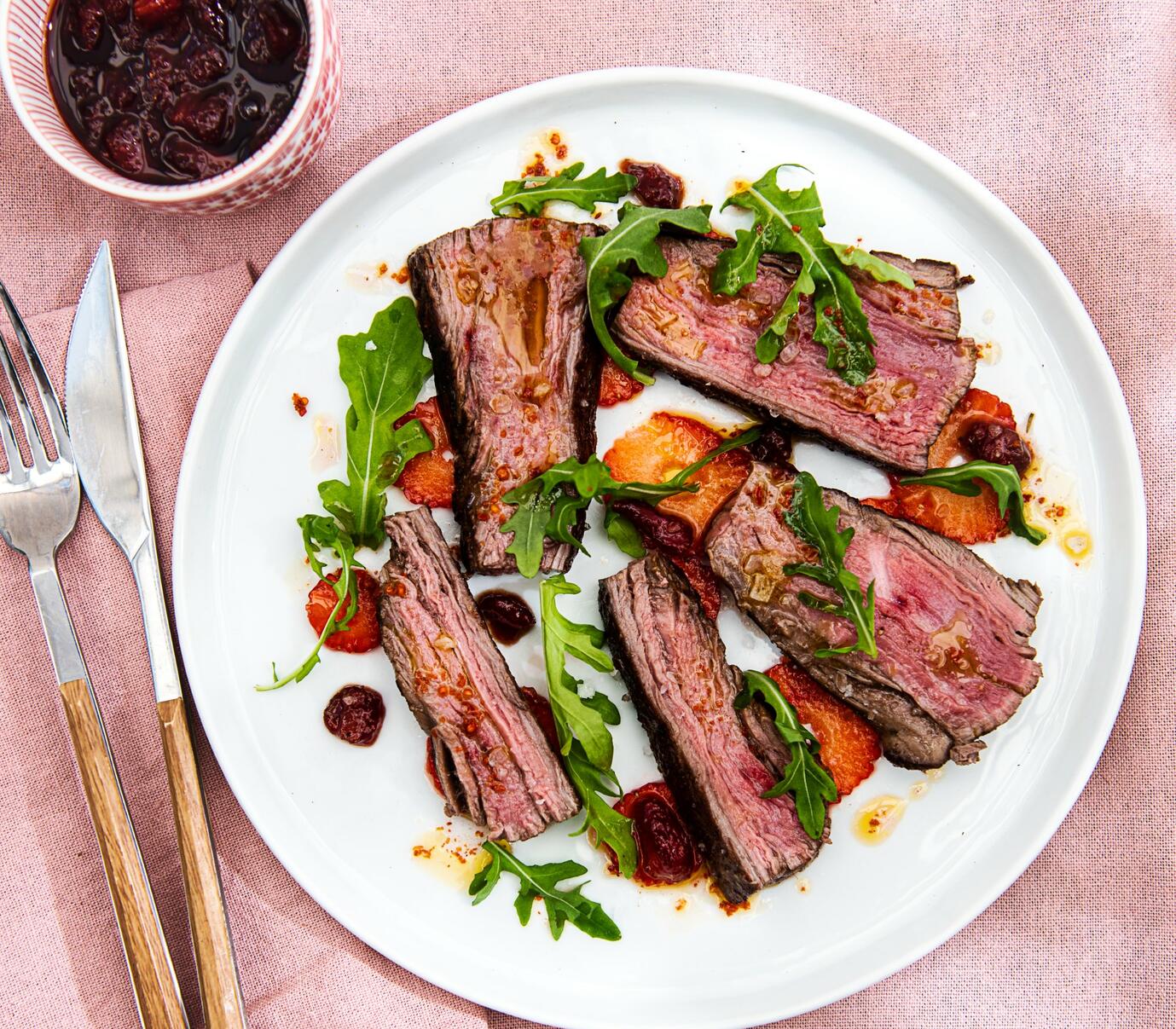 How To Cook Aleppo Peppered Strawberry Relish With Grilled Steak ...