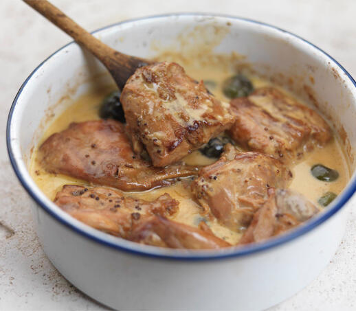 Rabbit With Grain Mustard Recipe Online. Classic Seasonal Dish with ...